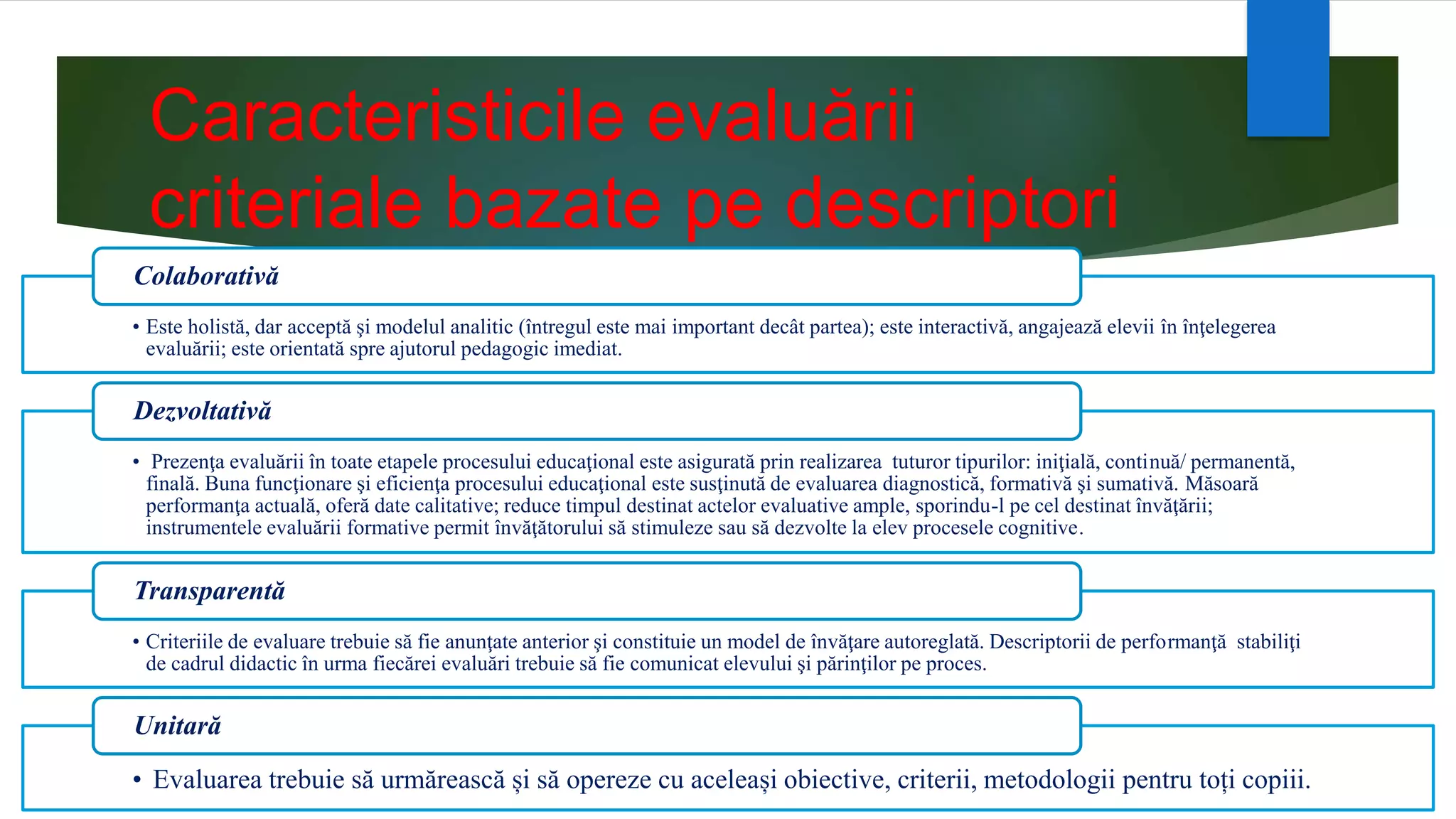 Evaluarea criterială prin descriptori | PPTX