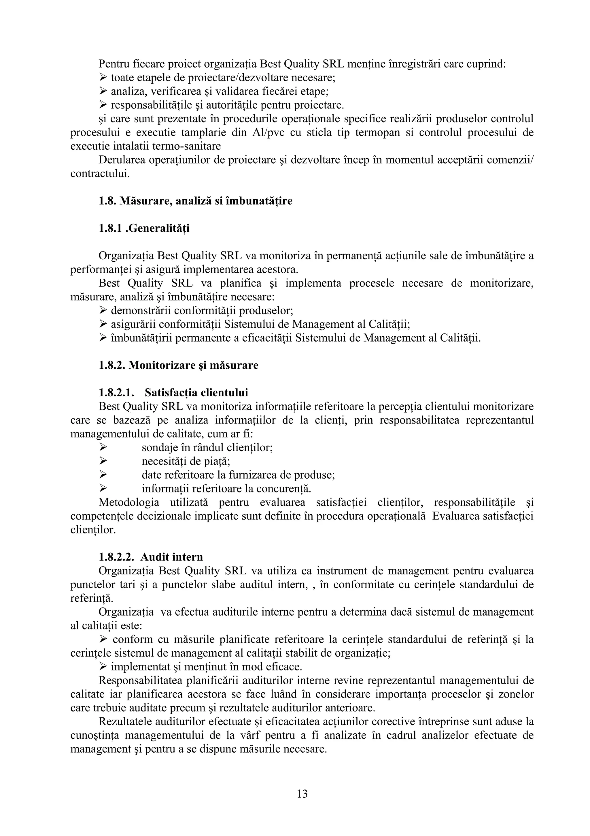 Implementarea sistemului de management al calitatii la sc best quality ...