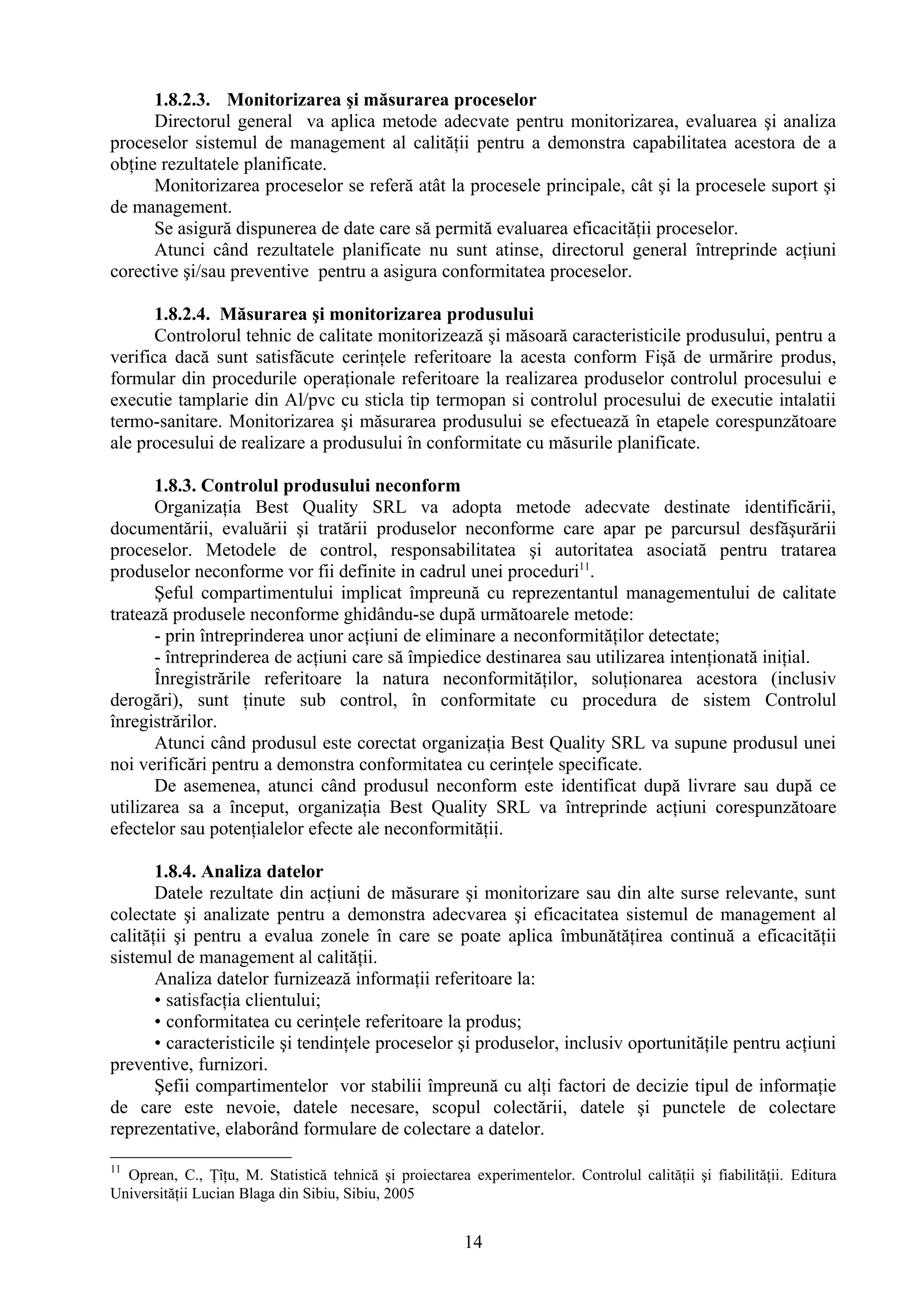 Implementarea sistemului de management al calitatii la sc best quality srl | DOC