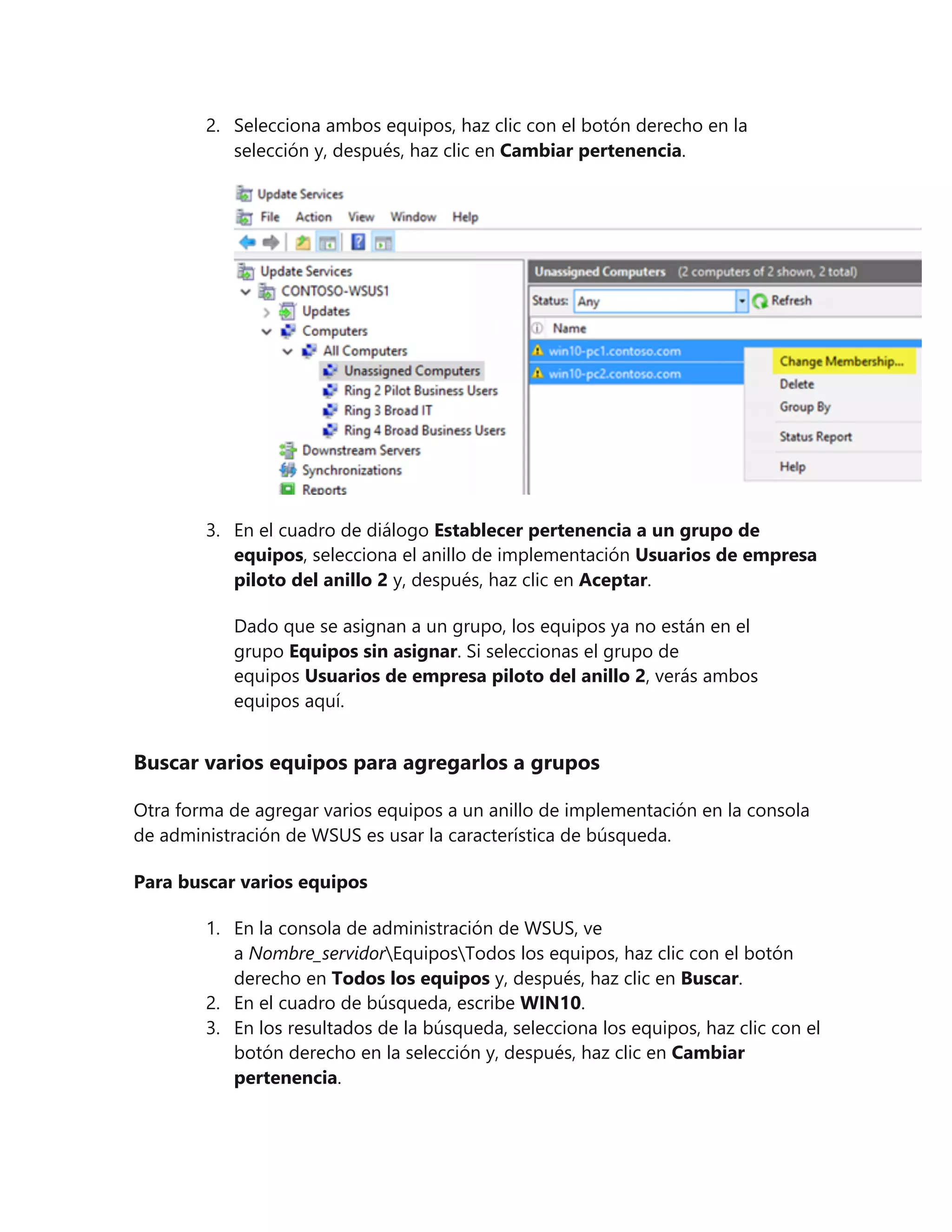 Implementar windows de cliente con windows server update services | PDF