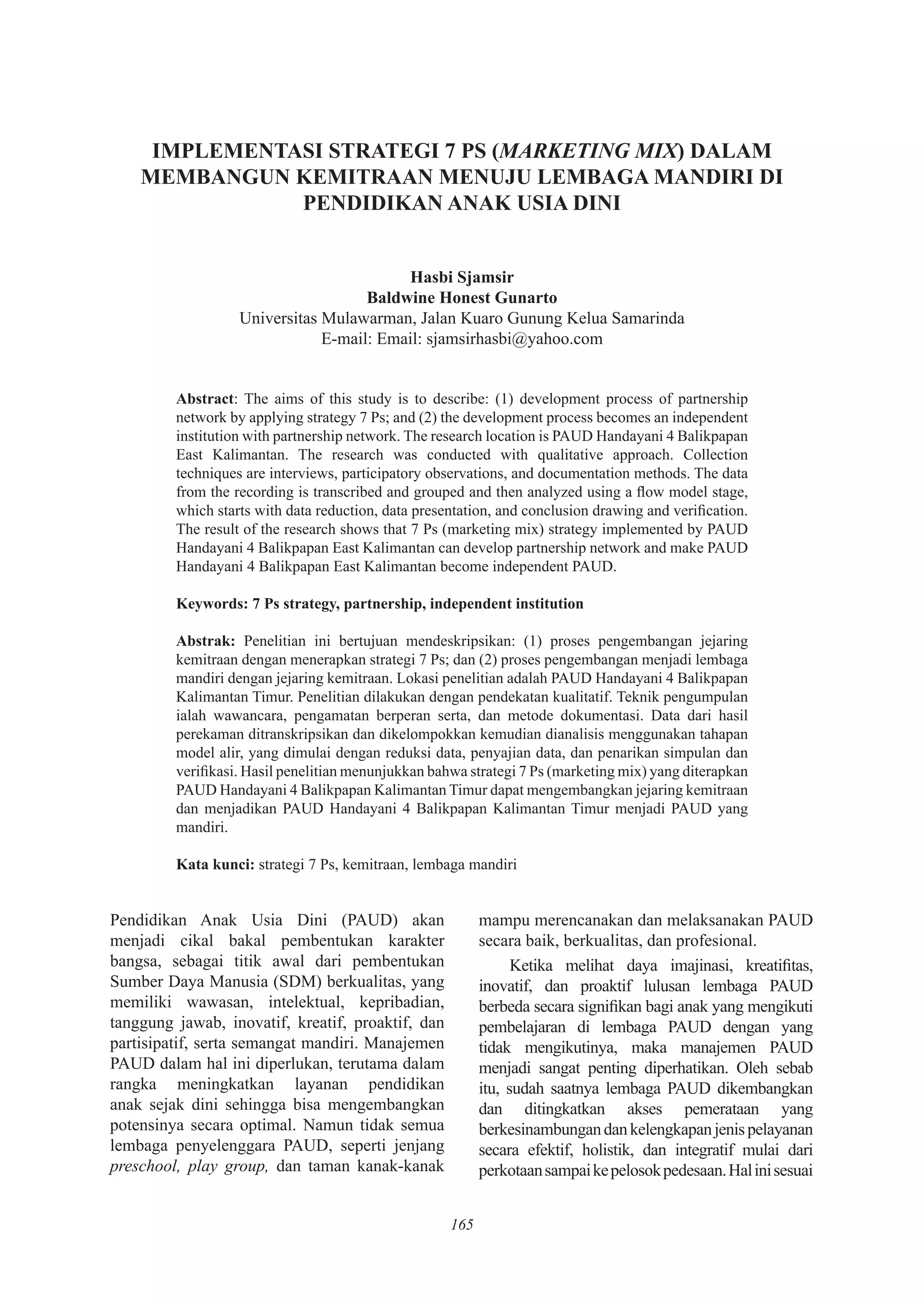 Baldwine Honest in Implementasi Strategi Marketing Mix | PDF