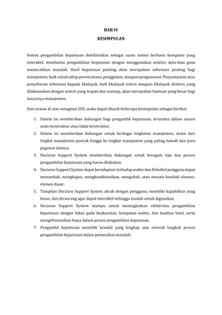 Implementasi Aplikasi Sistem Pengambilan Keputusan pada Setjen MPR | PDF