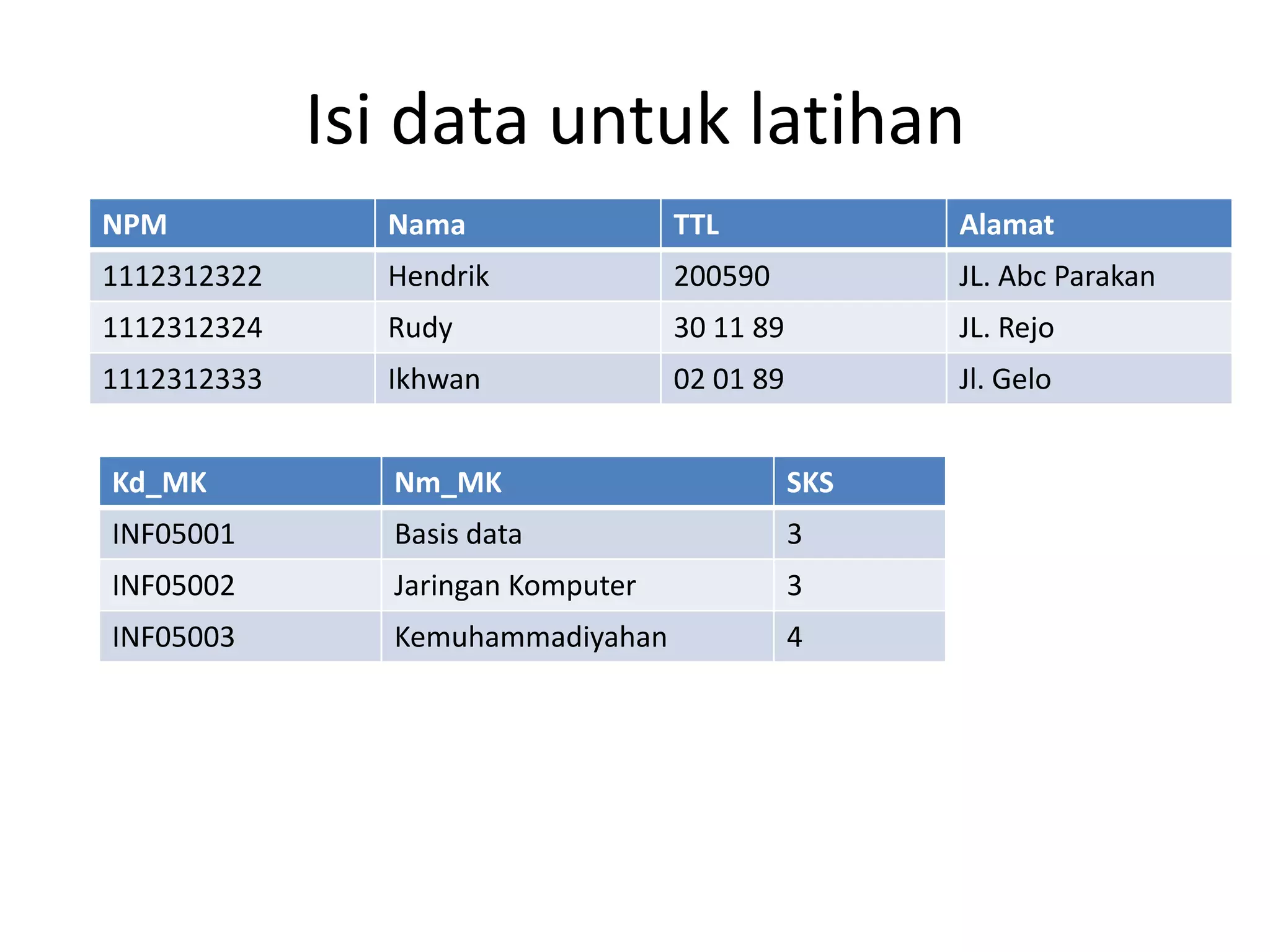 Implementasi basis data dalam xampp | PPTX