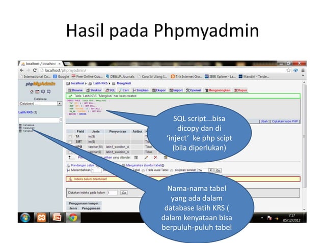 Implementasi basis data dalam xampp | PPTX