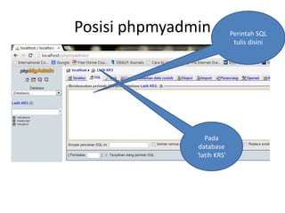 Implementasi basis data dalam xampp | PPTX