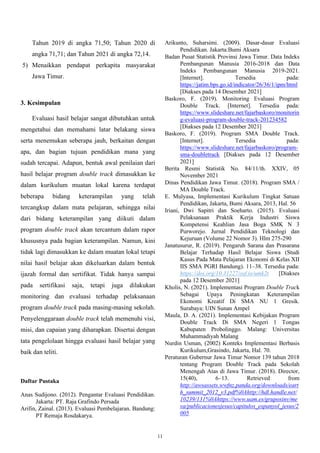 Implementasi Evaluasi Hasil Belajar Pada Sekolah Dengan Program Double Track di Provinsi Jawa ...