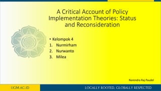 A Critical Account of Policy Implementation Theories: Status and Reconsideration | PPTX