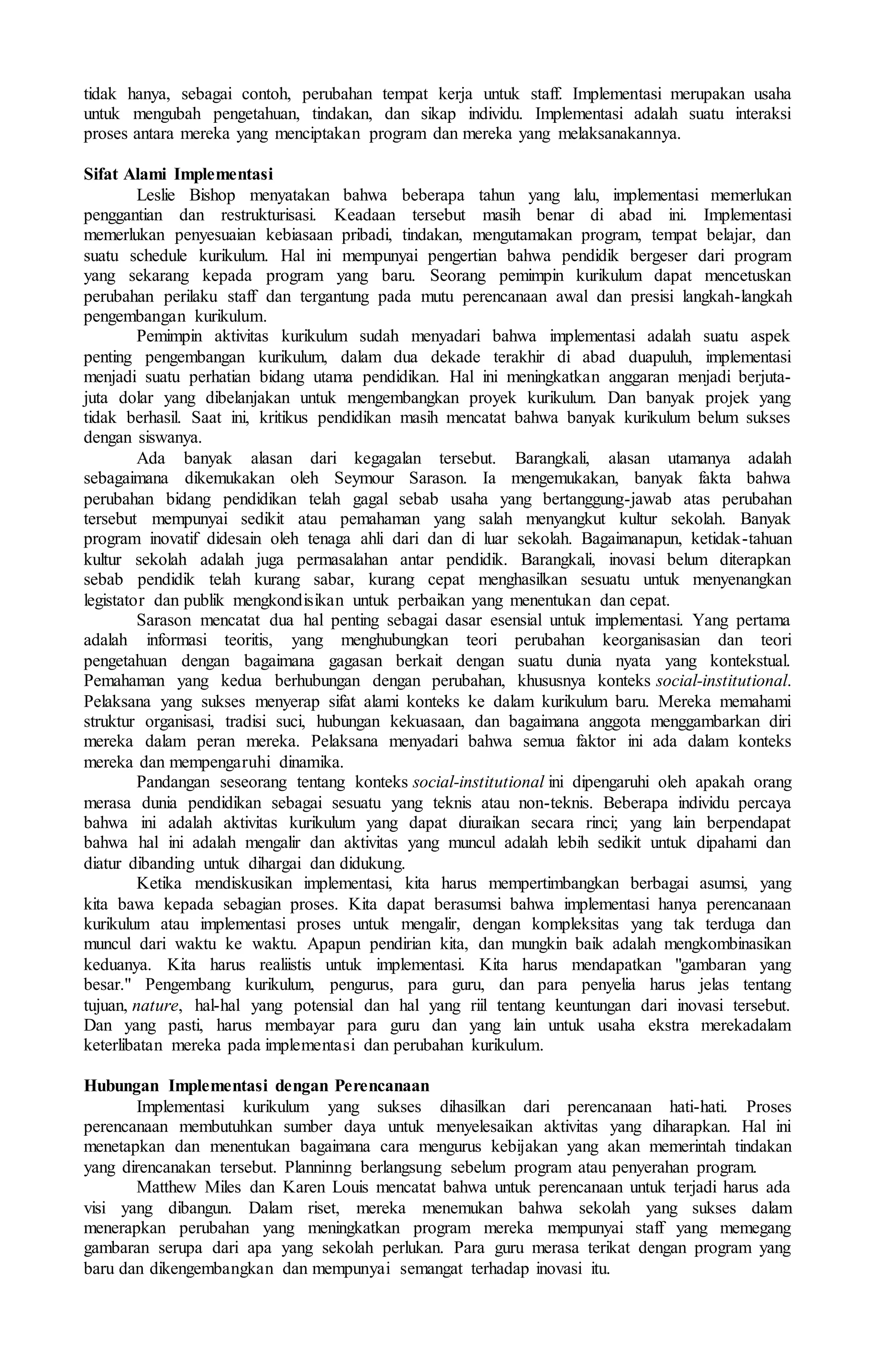 Implementasi kurikulum | DOCX