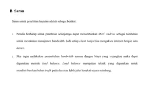 Manajemen Bandwidth Metode Simple Queuee | PPTX