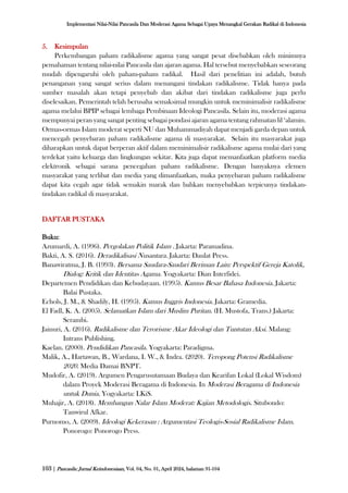 Implementasi Nilai-Nilai Pancasila dan Moderasi Agama Sebagai Upaya Menangkal Gerakan Radikal di ...