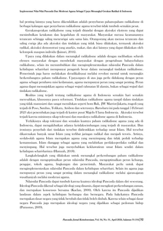 Implementasi Nilai-Nilai Pancasila dan Moderasi Agama Sebagai Upaya Menangkal Gerakan Radikal di ...