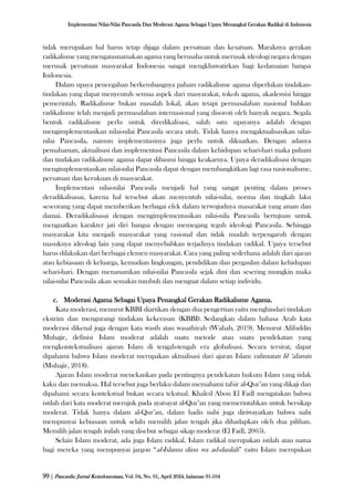 Implementasi Nilai-Nilai Pancasila dan Moderasi Agama Sebagai Upaya Menangkal Gerakan Radikal di ...