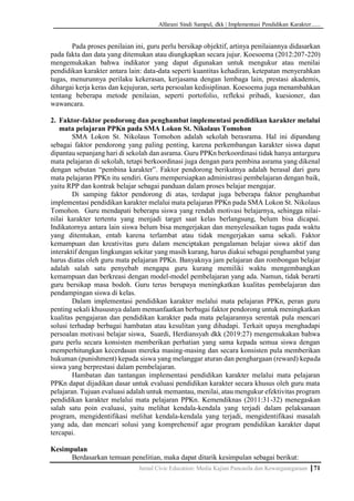 Implementasi pendidikan karakter melalui mata pelajaran Pendidikan Pancasila dan Kewarganegaraan ...