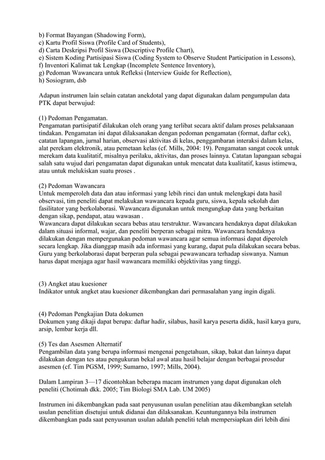 Implementasi penelitian tindakan kelas | DOC