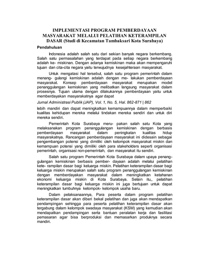 Implementasi program pemberdayaan masyarakat melalui pelatihan ...