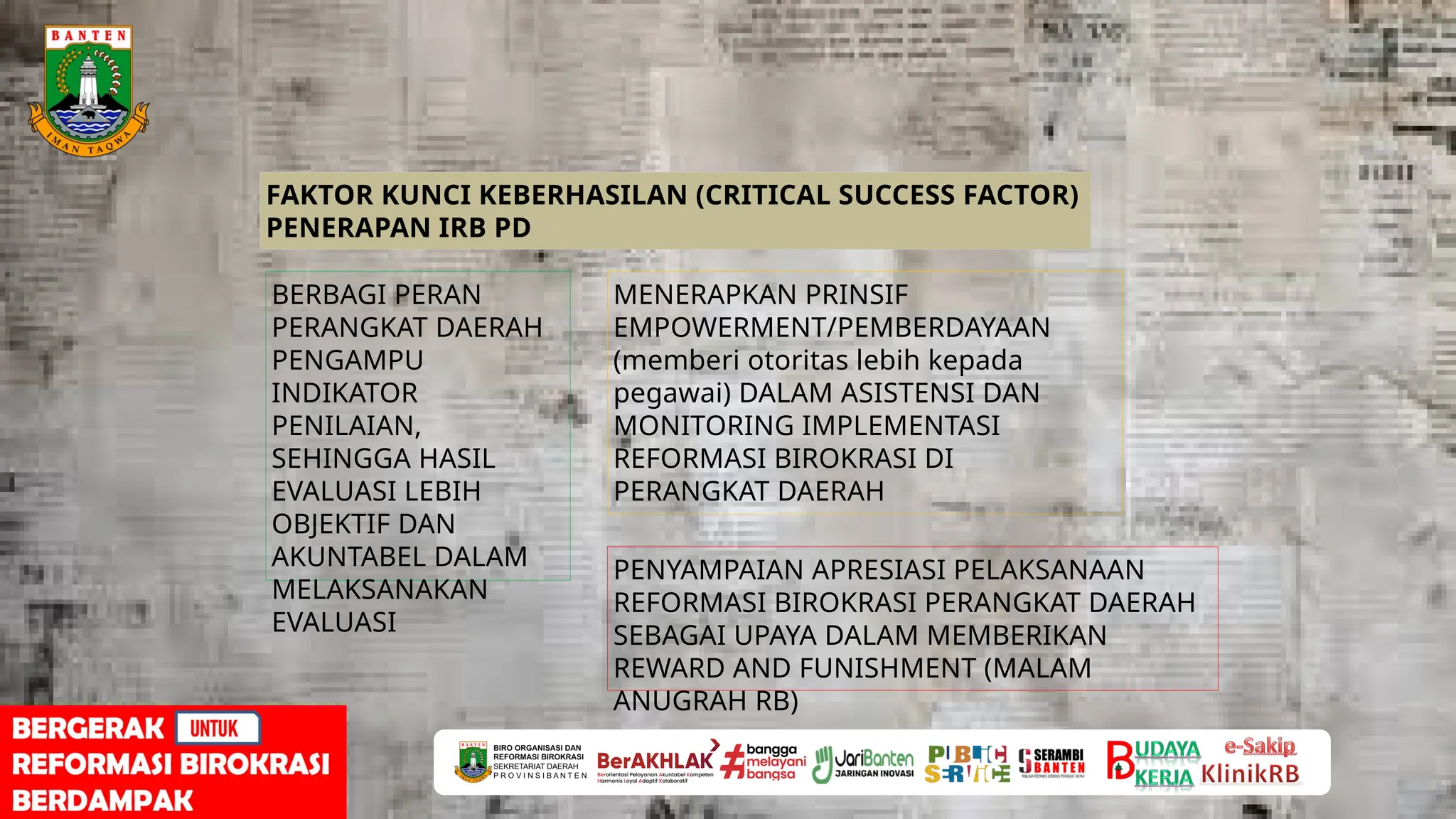 IMPLEMENTASI REFORMASI BIROKRASI PERANGKAT DAERAH PROVINSI BANTEN ( IRB ...