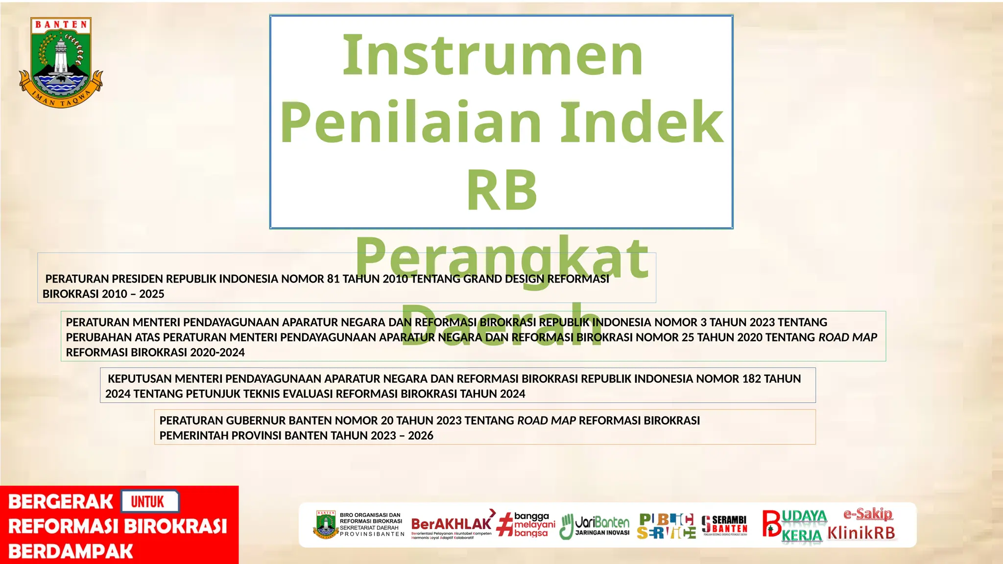 IMPLEMENTASI REFORMASI BIROKRASI PERANGKAT DAERAH PROVINSI BANTEN ( IRB ...