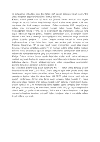 Implementasi restitusi korban anak | DOCX