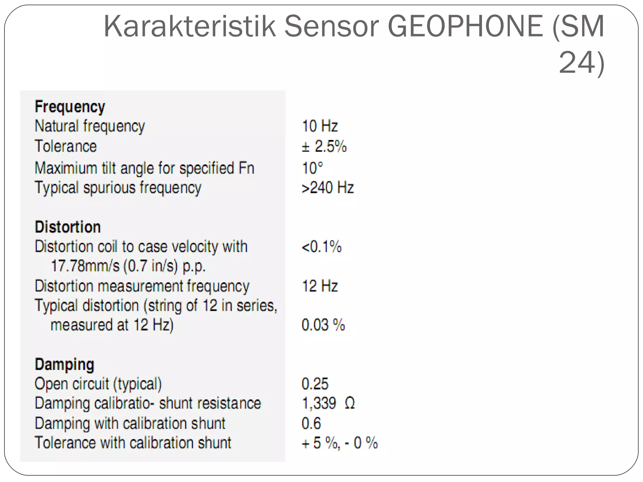 Implementasi sensor geophone di industri pertambangan minyak bumi | PPT