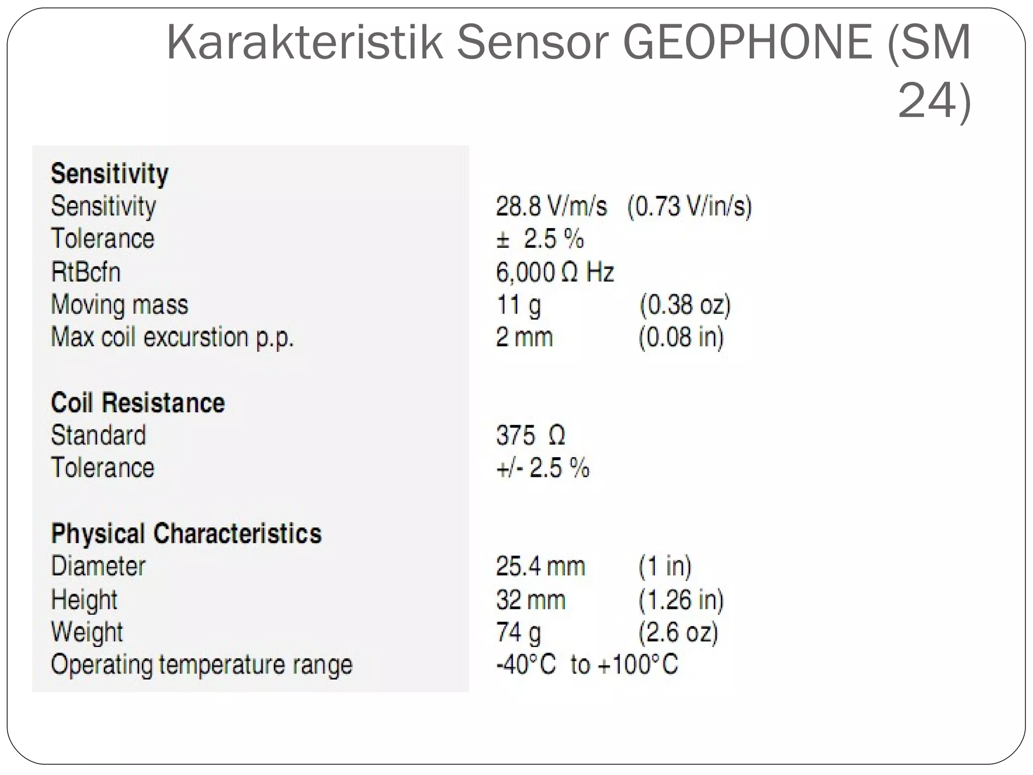 Implementasi sensor geophone di industri pertambangan minyak bumi | PPT
