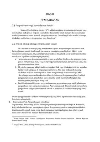 Implementasi strategi pembelajaran inkuiri kelompok 5 | PDF