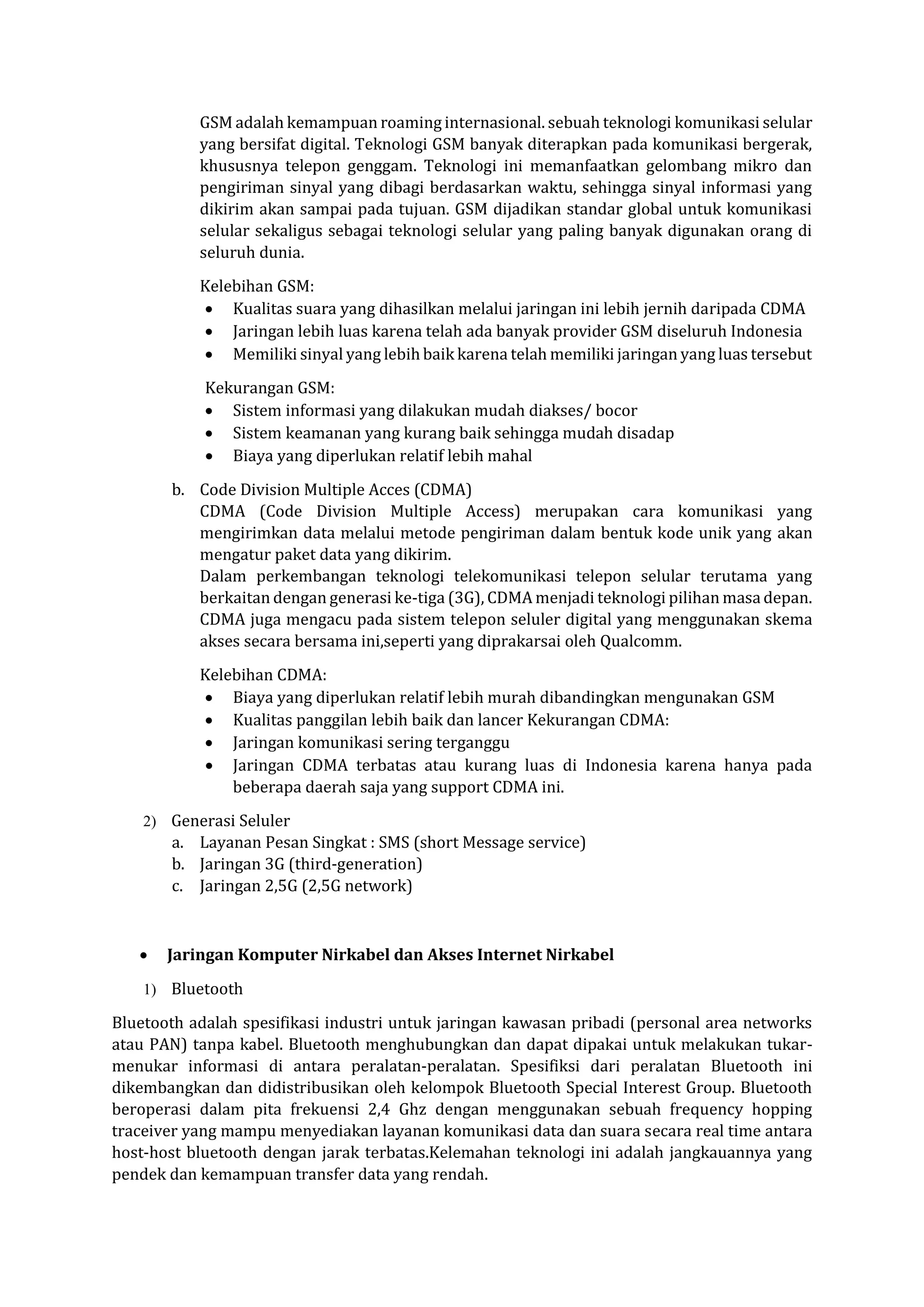 Implementasi telekomunikasi, internet dan teknologi nirkabel pada ...