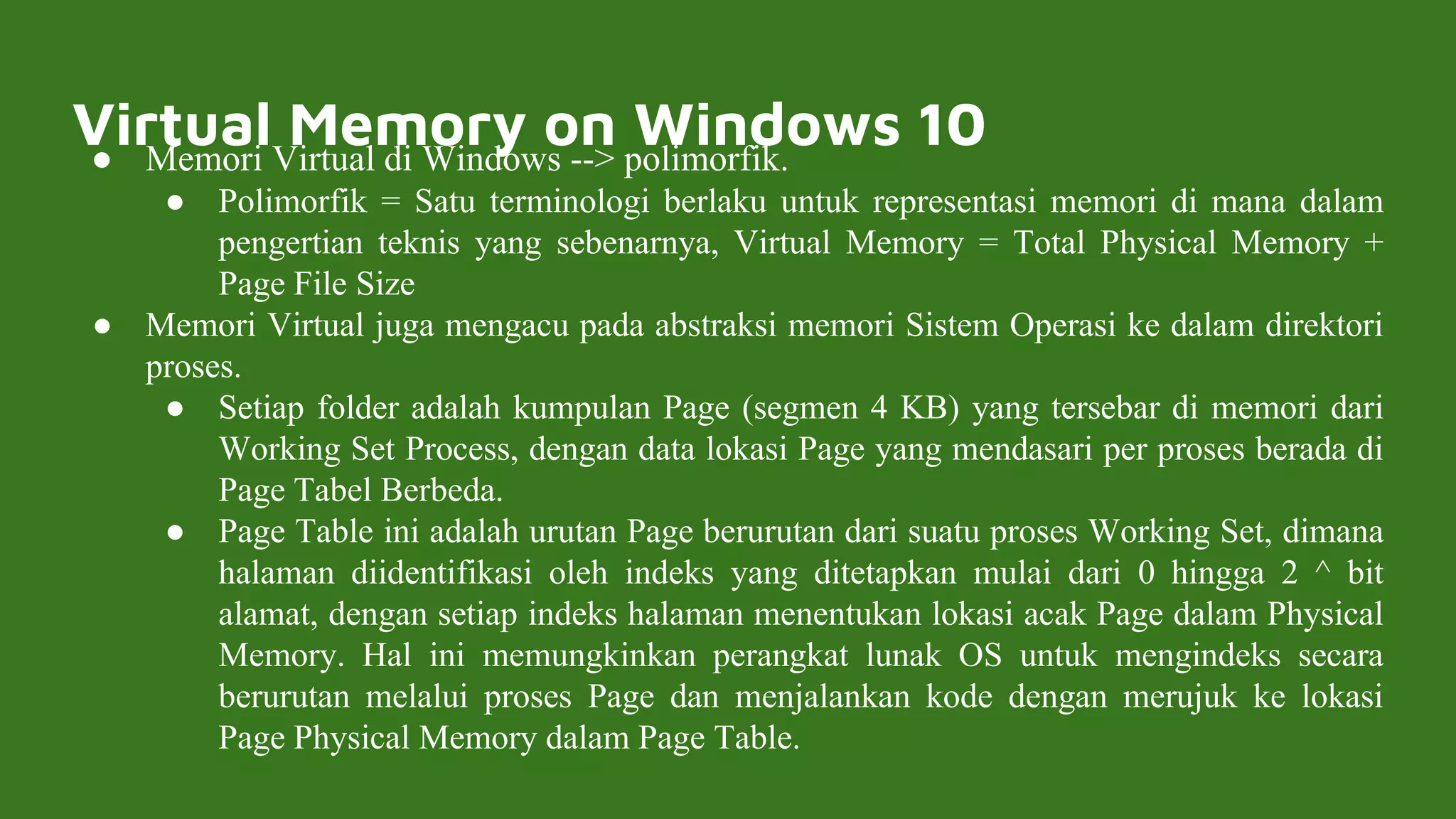 Implementasi virtual memory di windows 10 sistem operasi 4 reg a | PPTX
