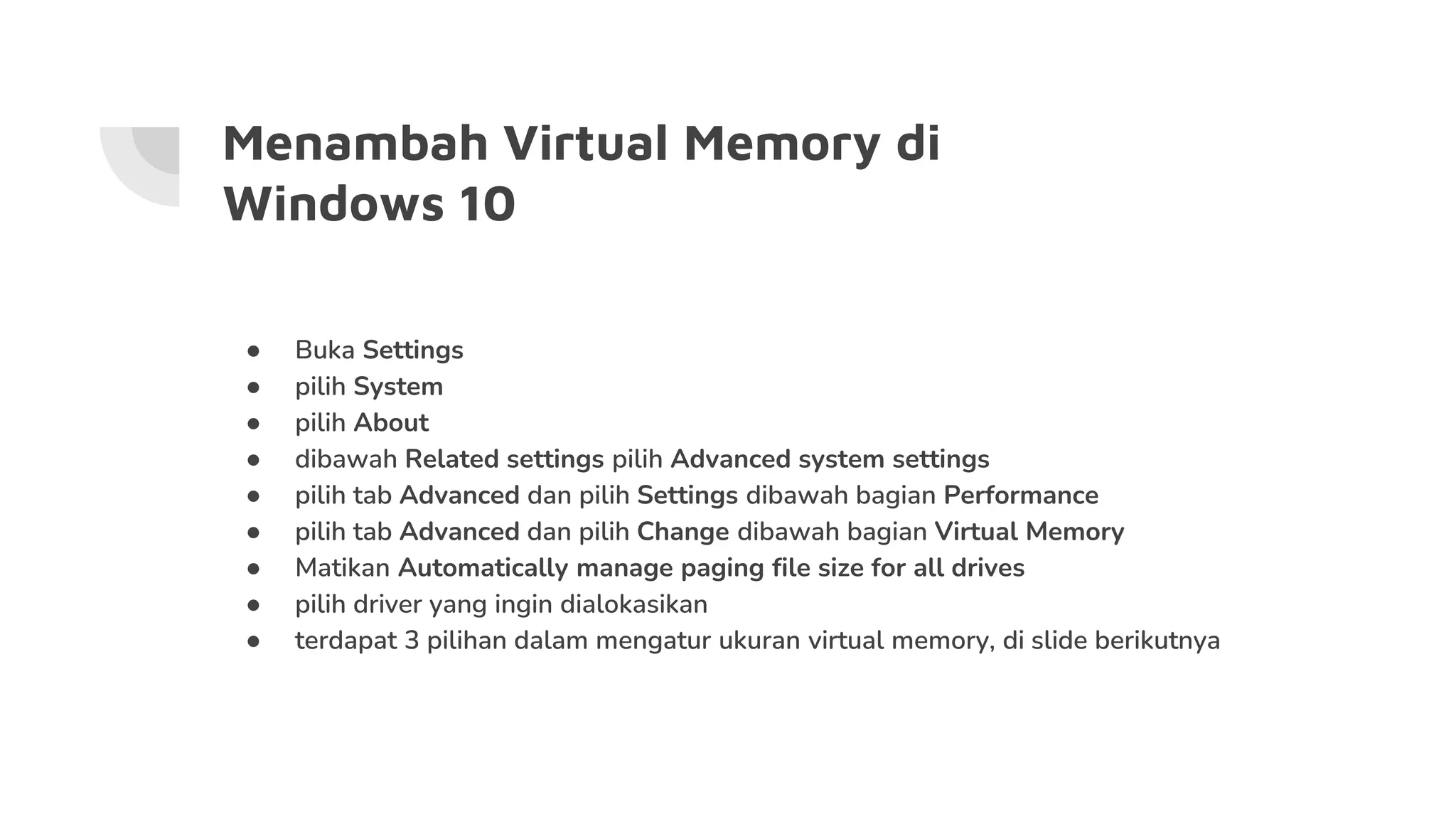 Implementasi virtual memory windows 10 | PPT