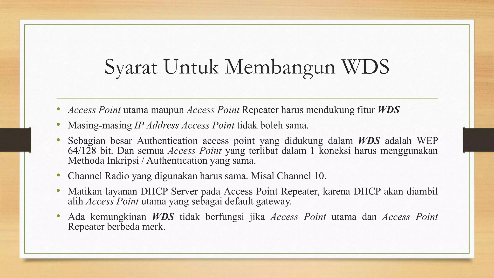 Implementasi wds pada mikrotik | PPTX