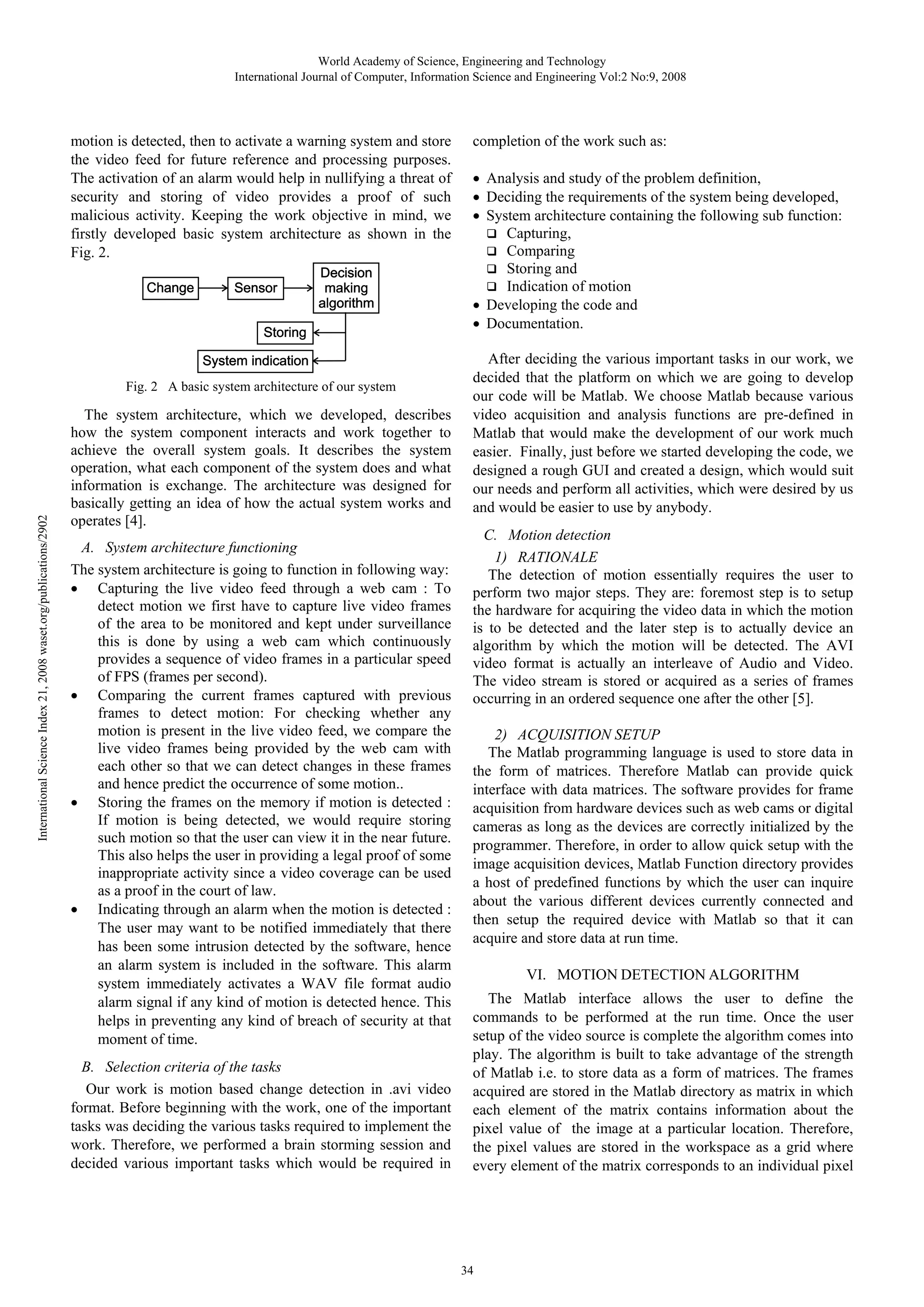 Implementation Of A Motion Detection System Pdf