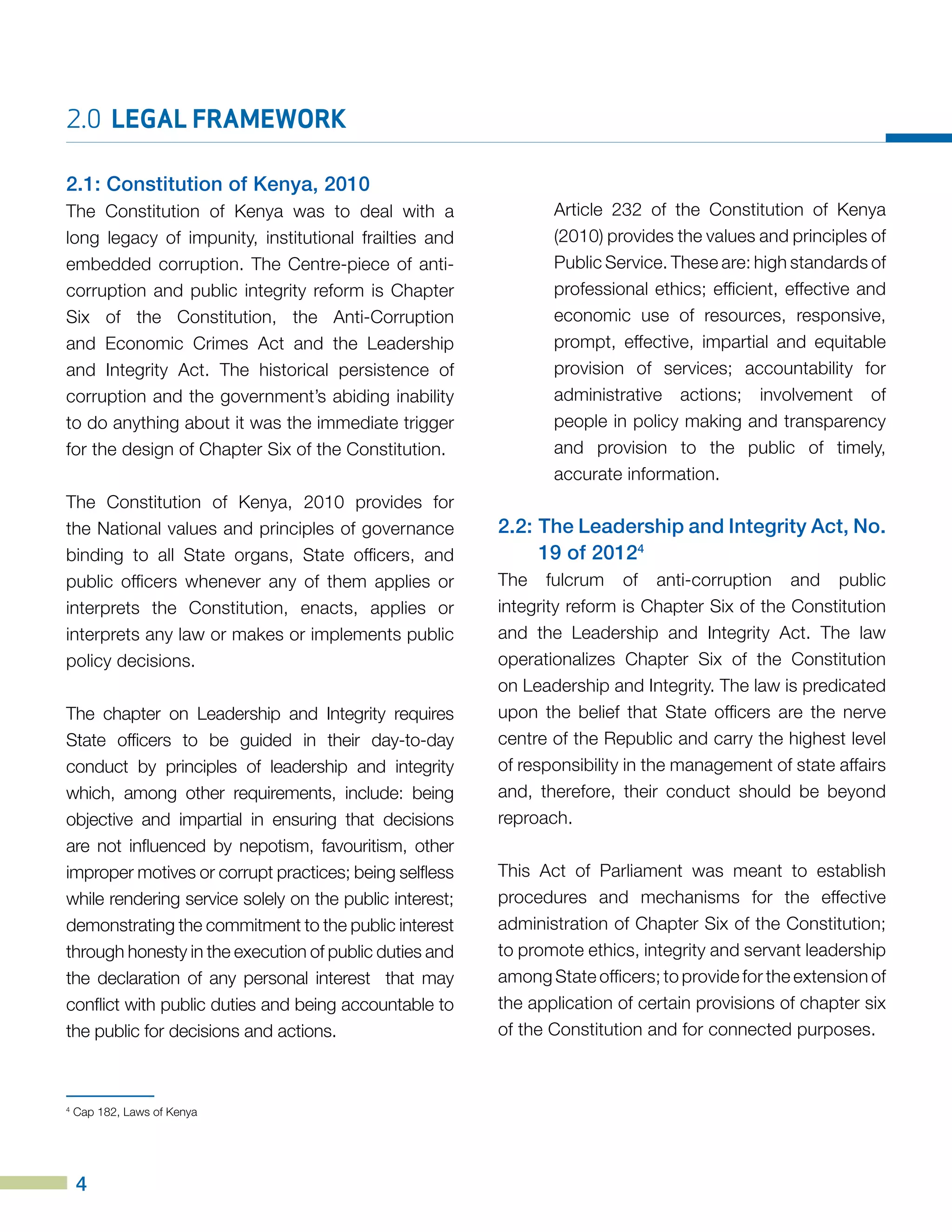 Implementation of Chapter Six of the Constitution of Kenya 2010 | PDF