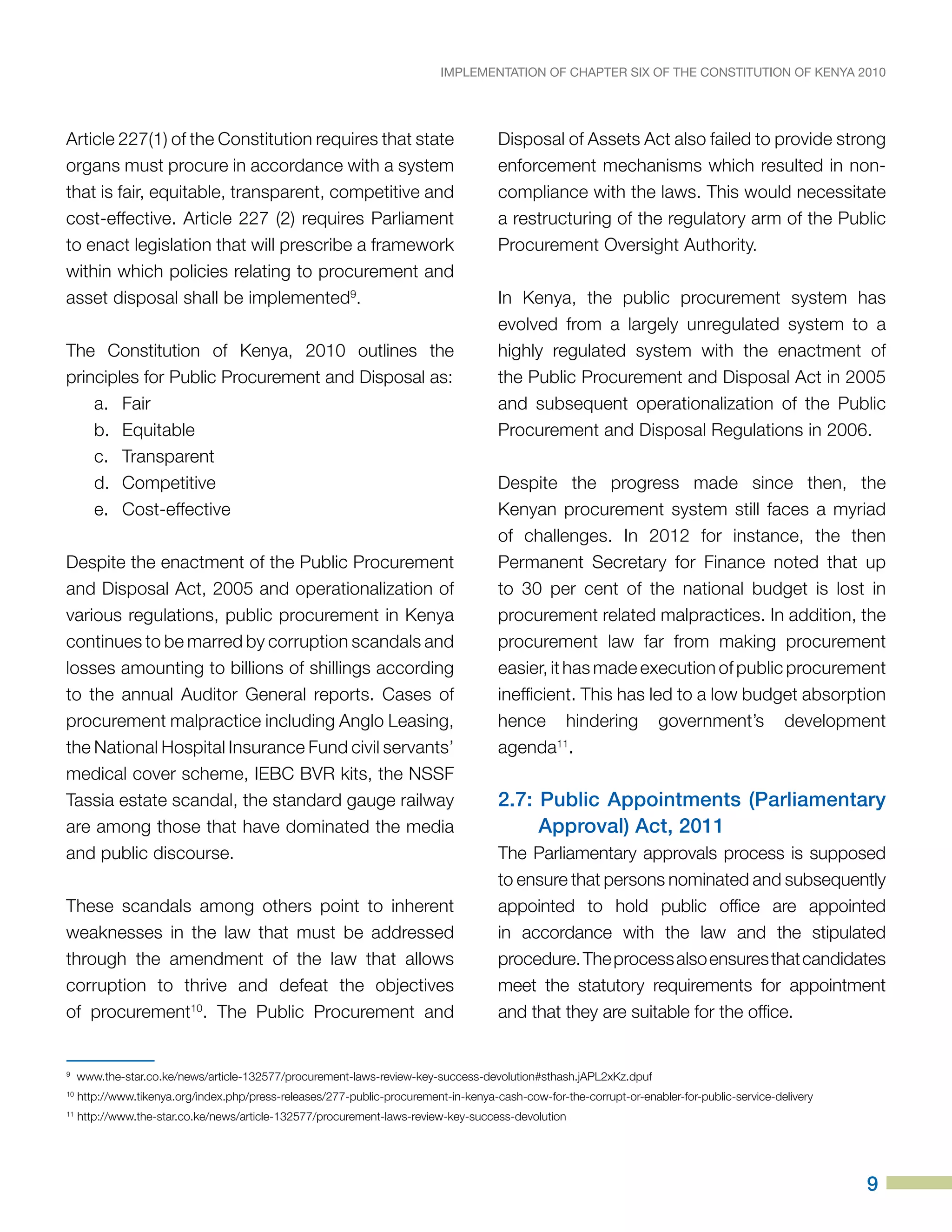 Implementation of Chapter Six of the Constitution of Kenya 2010 | PDF