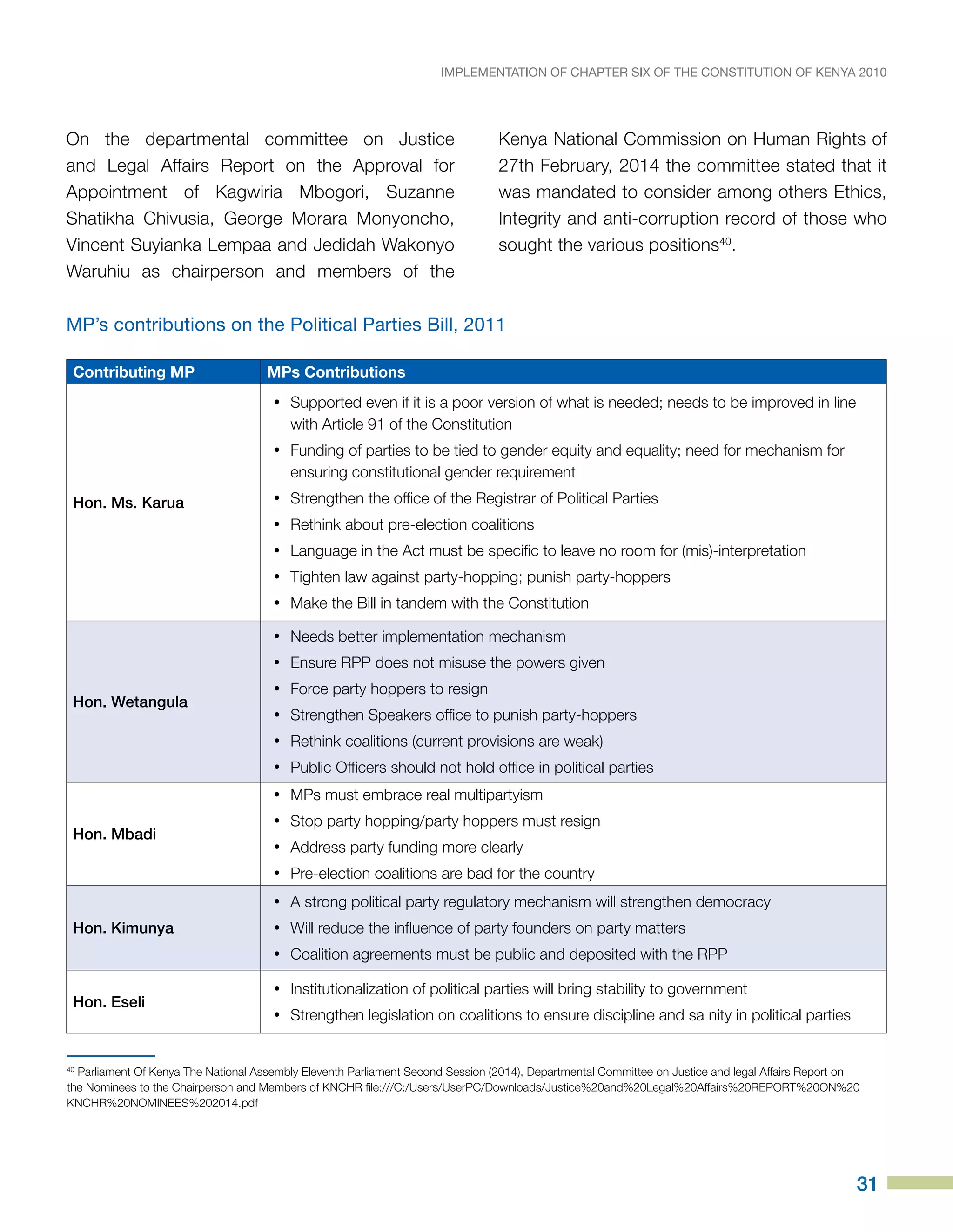 Implementation of Chapter Six of the Constitution of Kenya 2010 | PDF