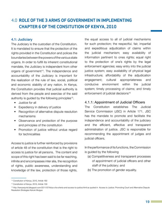 Implementation of Chapter Six of the Constitution of Kenya 2010 | PDF
