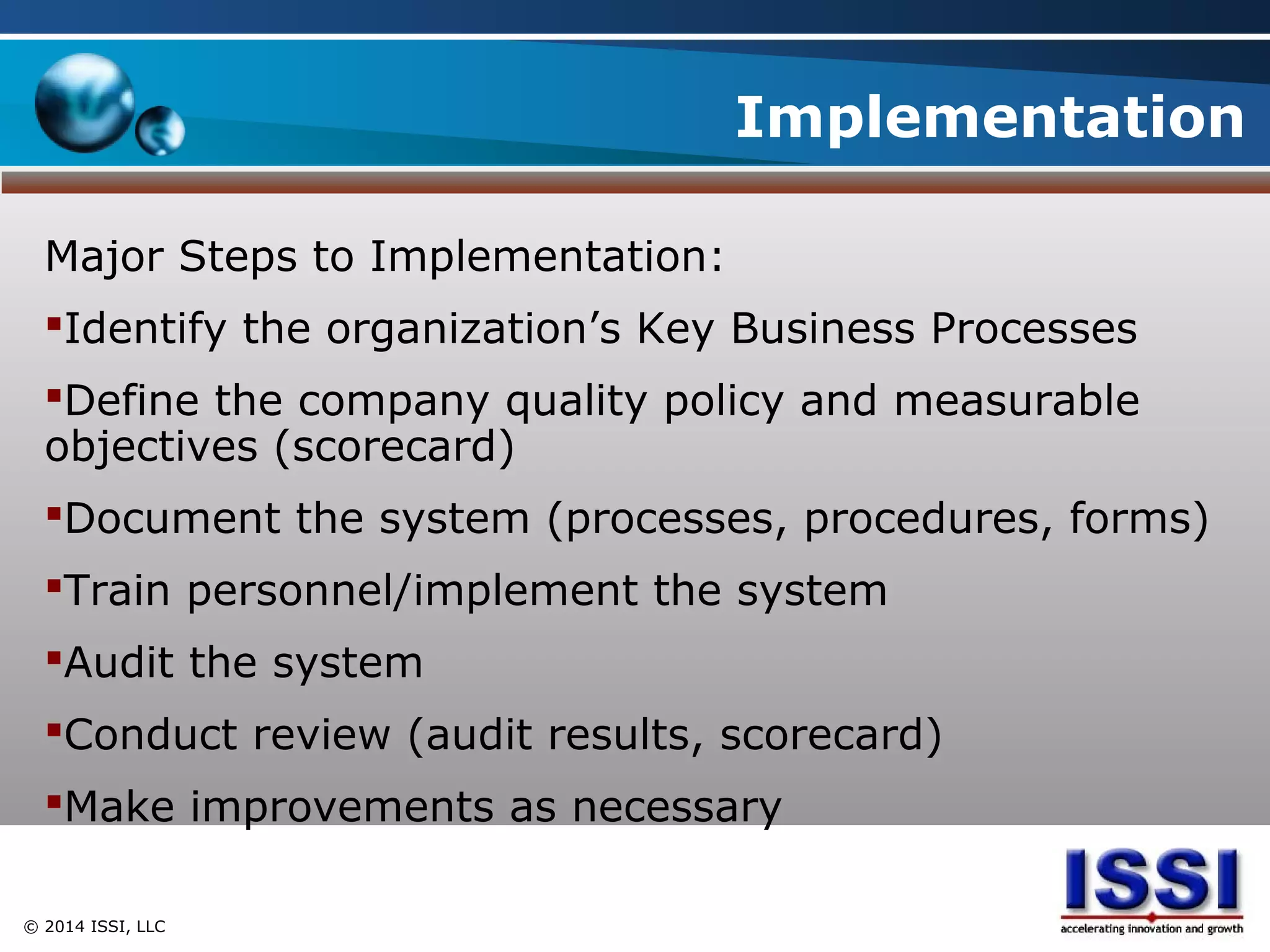 Management System Implementation for ISO Standards | PPT