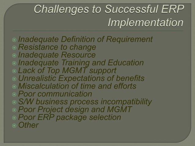 Erp Implementation Challenges Ppt