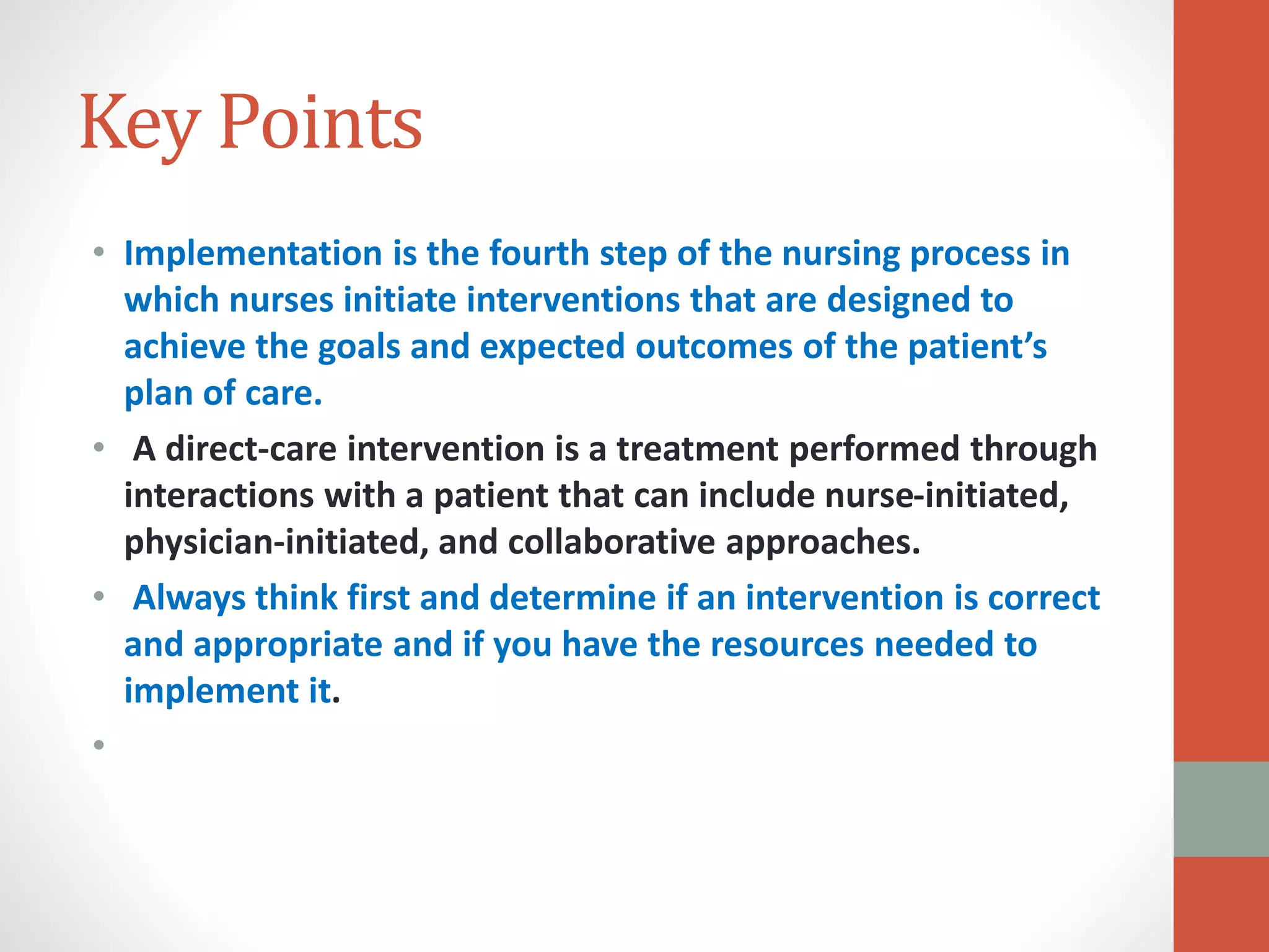 Implementation in nursing process | PPTX