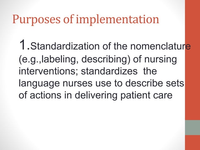 Implementation in nursing process , an important nursing intervention | PPT