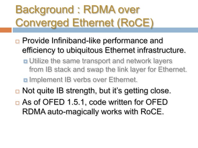 Implementation & Comparison Of Rdma Over Ethernet | PPT
