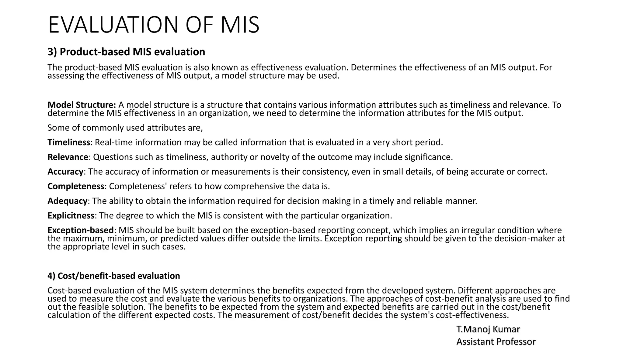 Implementation & Evaluation of MIS | PPTX