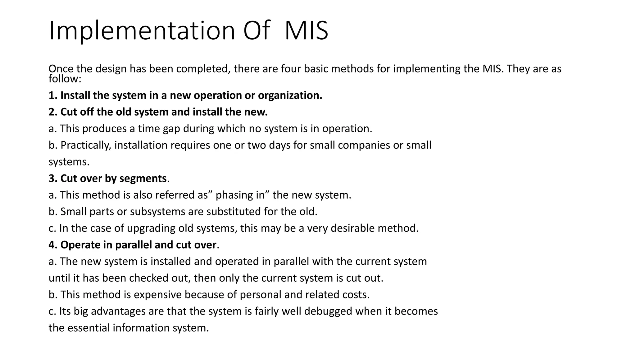 Implementation & Evaluation of MIS | PPTX