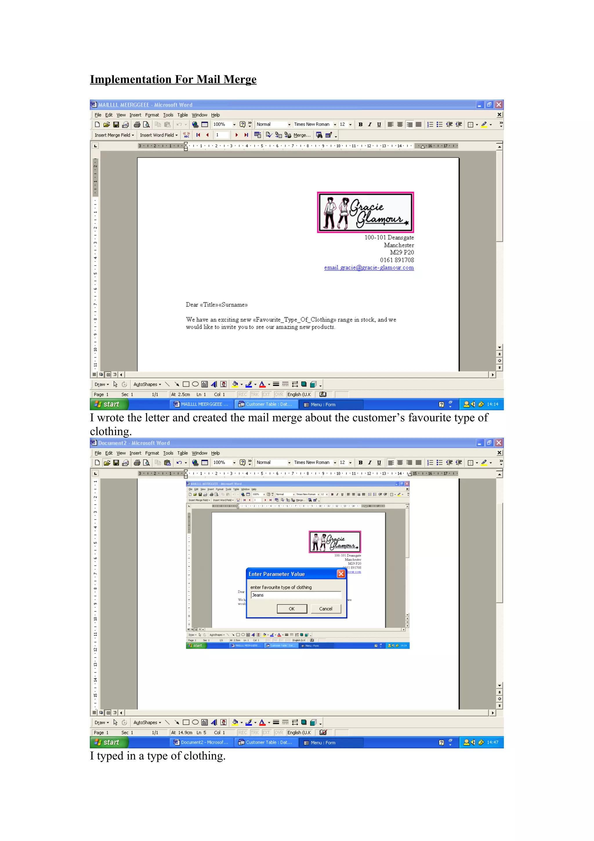 Implementation For Mail Merge | PDF