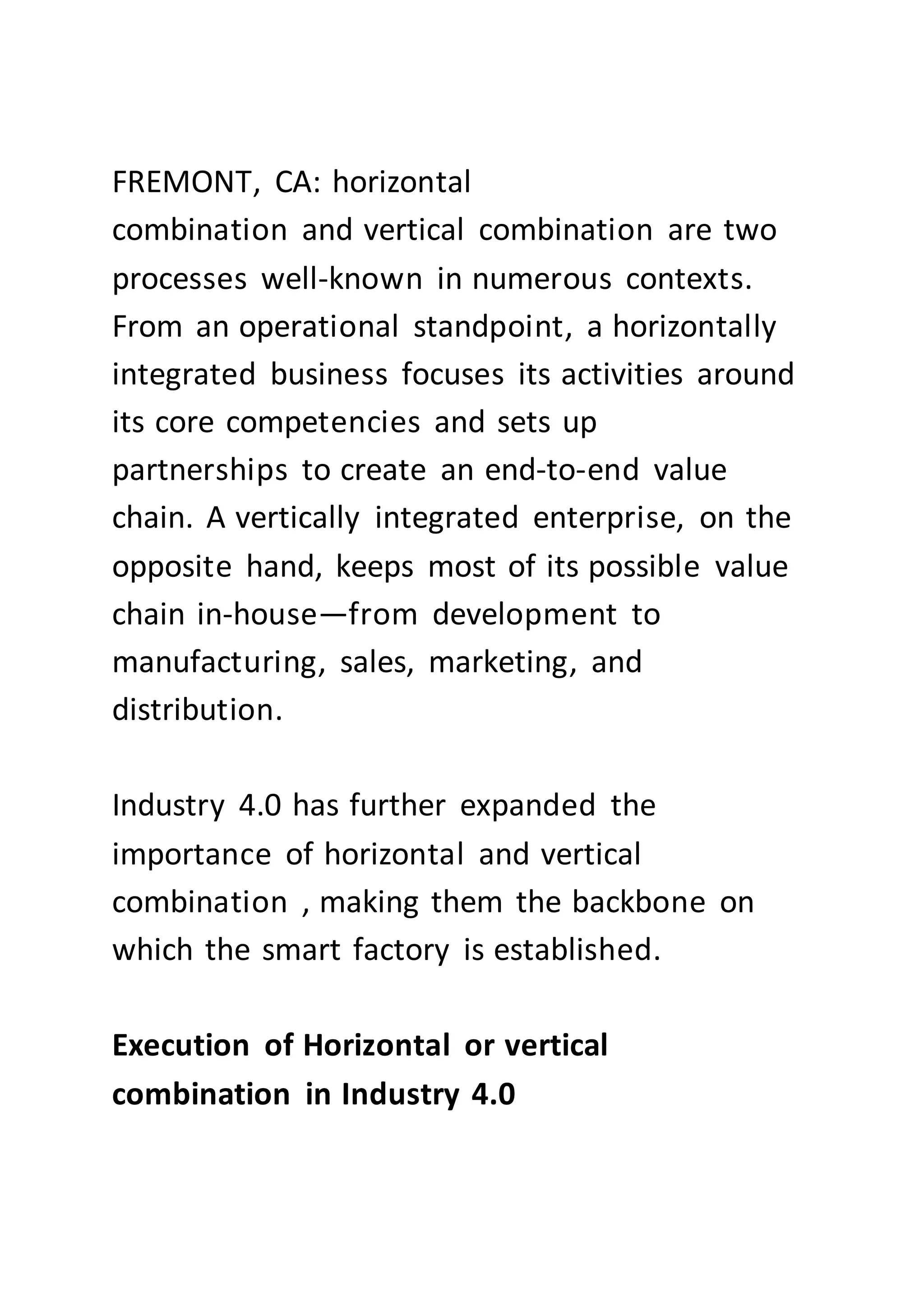 Implementation horizontal and vertical integration in industry 4 | DOCX