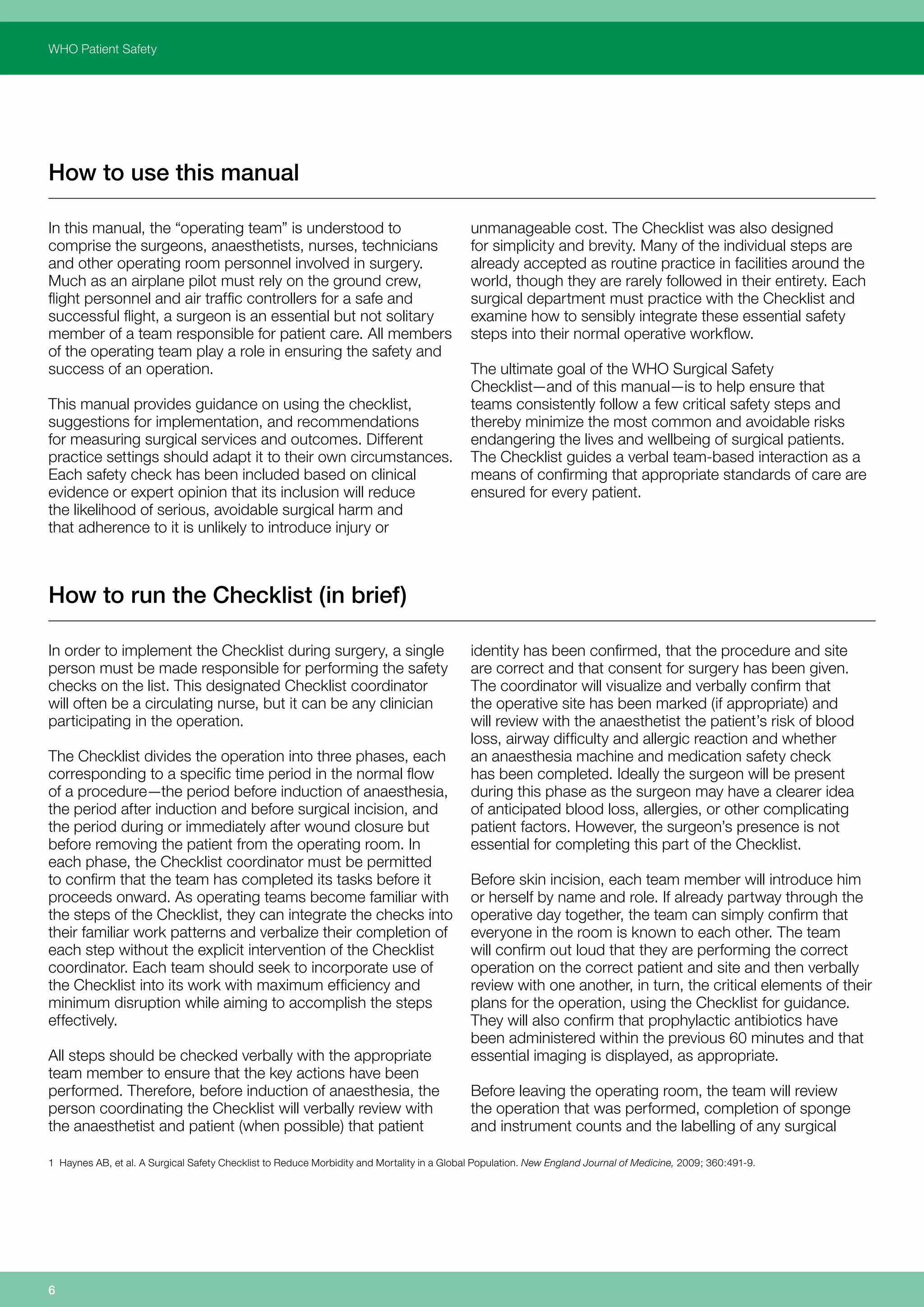 Implementation manual who surgical safety checklist 2009 | PDF