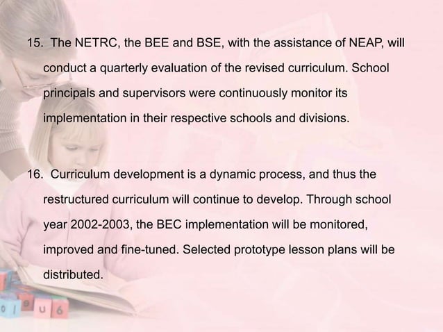 Implementation of 2002 bec | PPTX | Secondary Education | Education