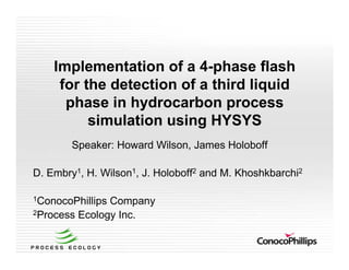 Implementation of a 4 phase flash in HYSYS | PPT