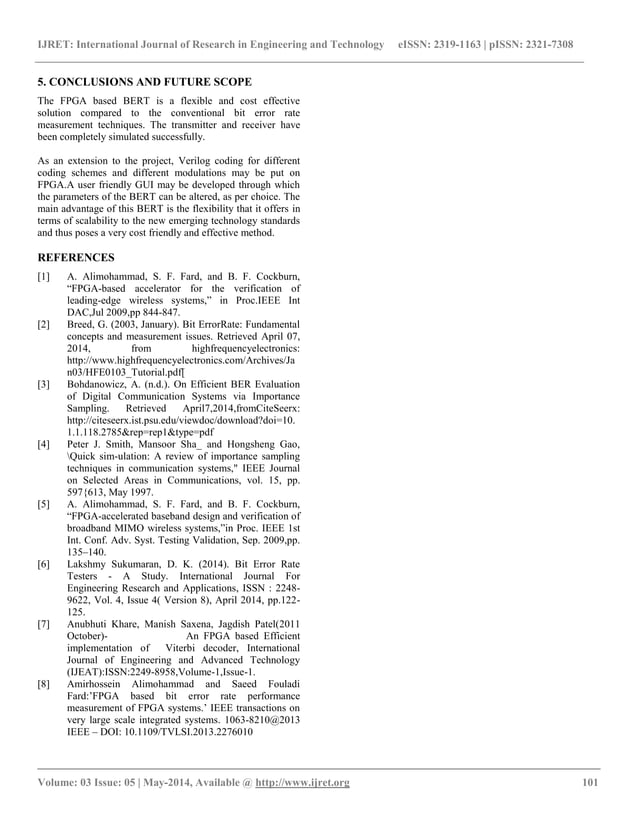 Implementation Of A Bit Error Rate Tester Of A Wireless Communication System On An Fpga Pdf