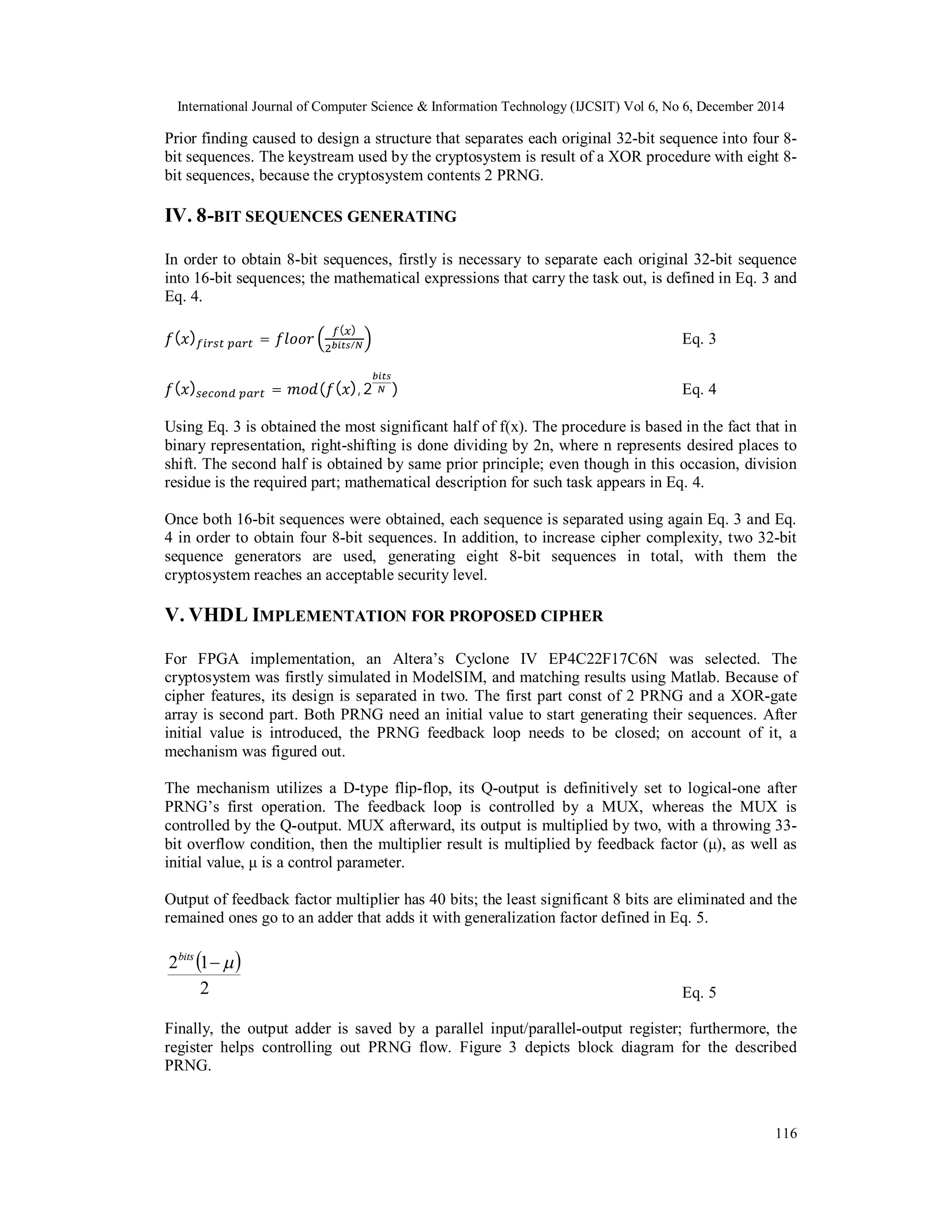 Implementation of a stream cipher based on bernoulli's map | PDF