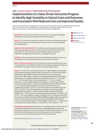 Implementation of a value driven outcomes program to identify high variability in clinical costs ...