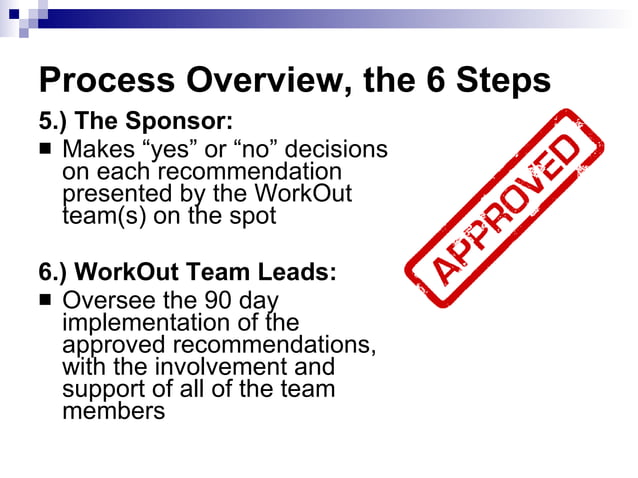 Implementing a Work Out Program Using The General Electric Approach ...